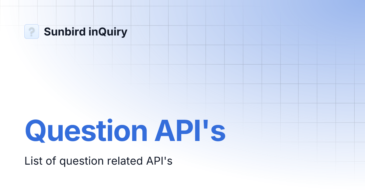 Question API's | Sunbird inQuiry